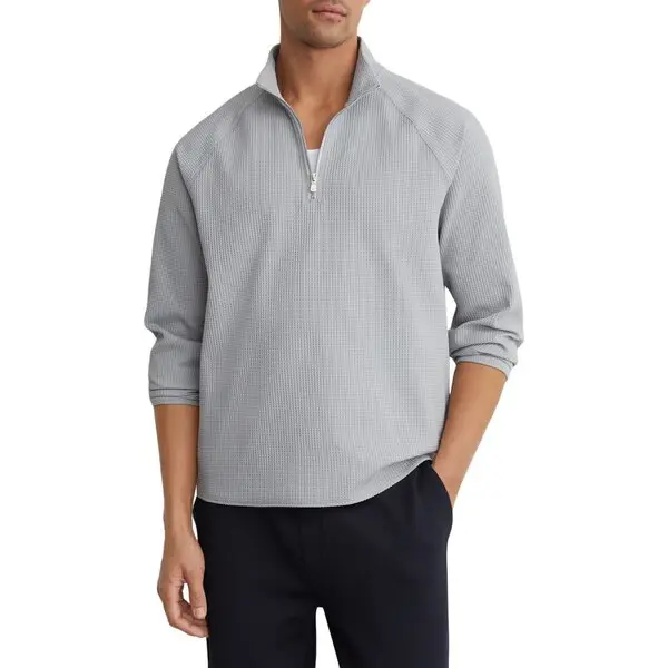 REISS Lennox Pattern Wool & Alpaca Blend Sweater - Soft Blue