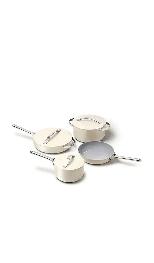 CARAWAY 12 Piece Non-toxic Ceramic Non-stick Cookware Set - Cream