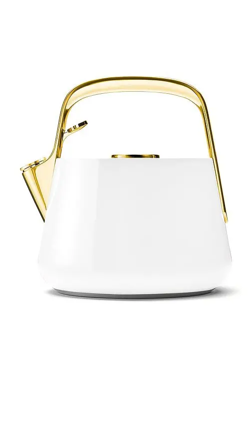 CARAWAY Whistling Tea Kettle In White - White & Gold