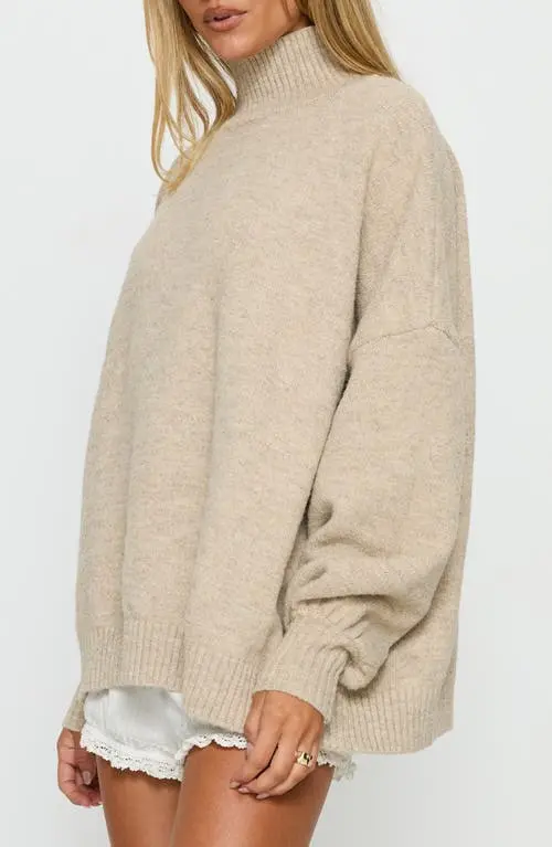 Princess Polly Patrizia Oversized Turtleneck Sweater - Beige