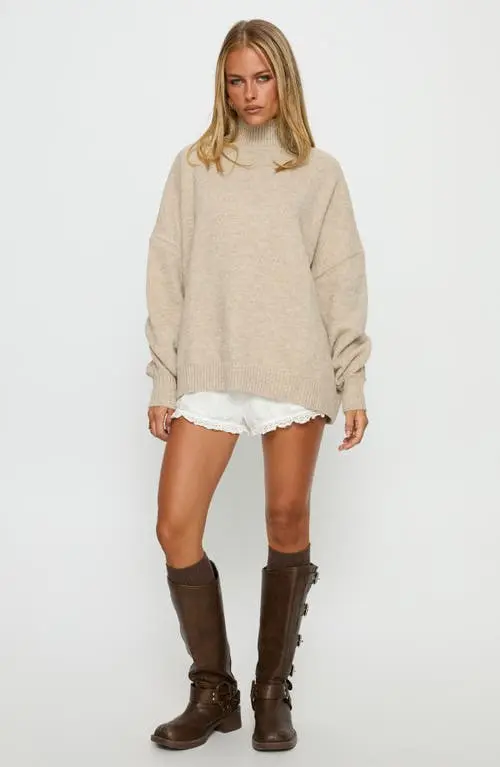 Princess Polly Patrizia Oversized Turtleneck Sweater - Beige