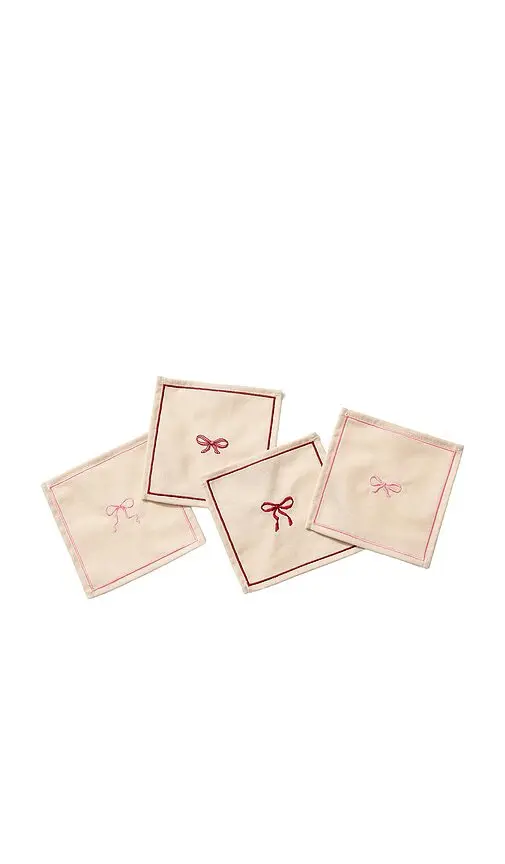 FRASIER STERLING Bows Cocktail Napkins Set Of 4 In Cream - N,a