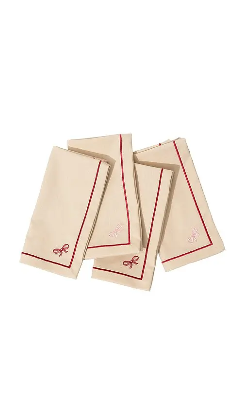 FRASIER STERLING Bows Dinner Napkins Set Of 4 In Cream - N,a