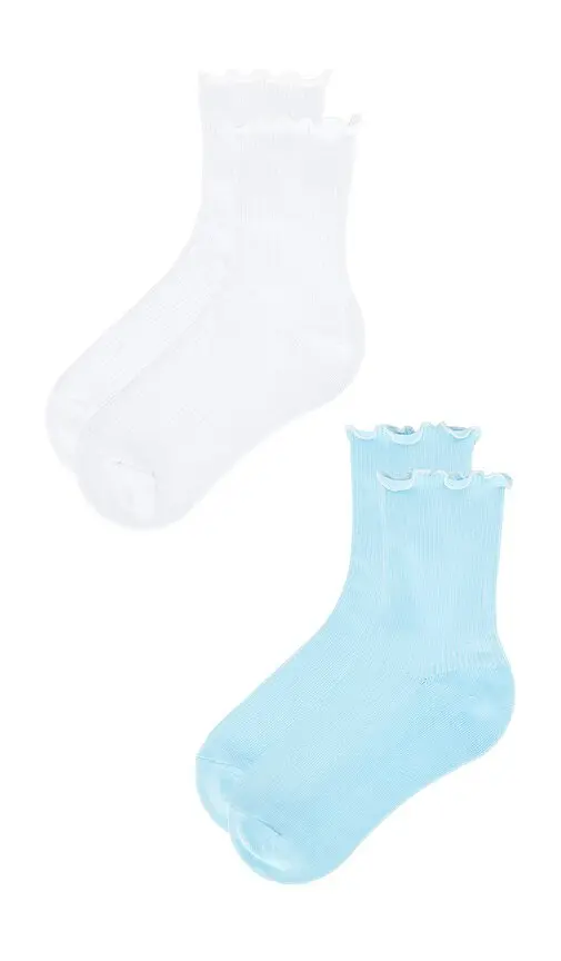 WELLBEING + BEINGWELL Ruffle Trim Crew Socks 2 Pack
