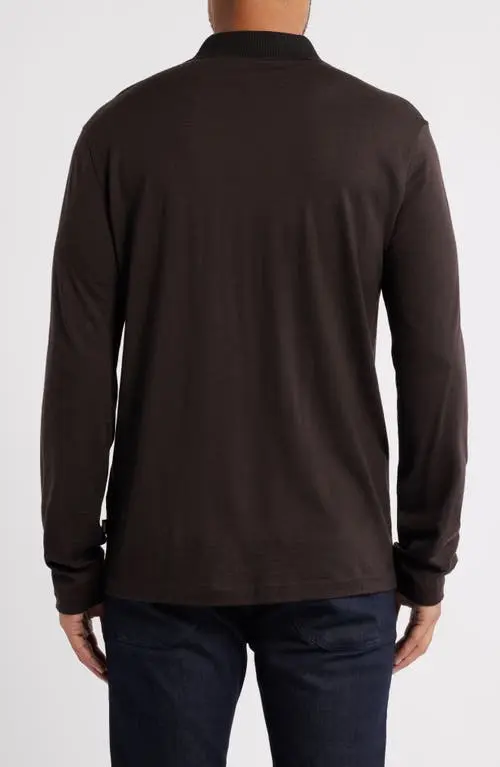 BOSS Pado Long Sleeve Wool Polo - Dark Brown