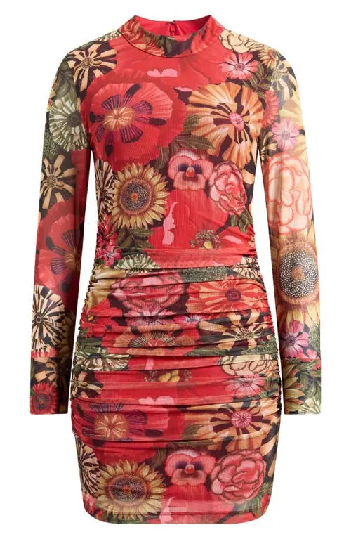 Farm Rio Floral Mesh Mini Dress