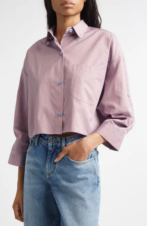 TWP Next Ex Stripe Cotton Crop Button-up Shirt