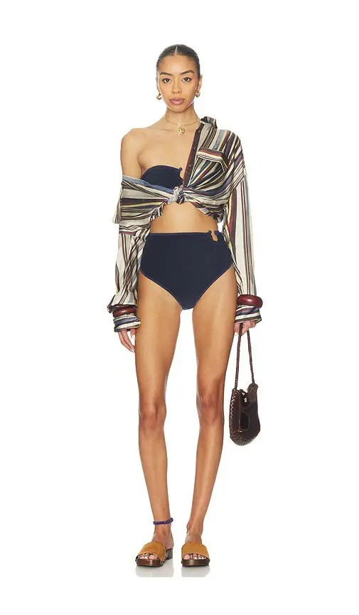 Johanna Ortiz Terry Seawaters Bikini Top - Navy