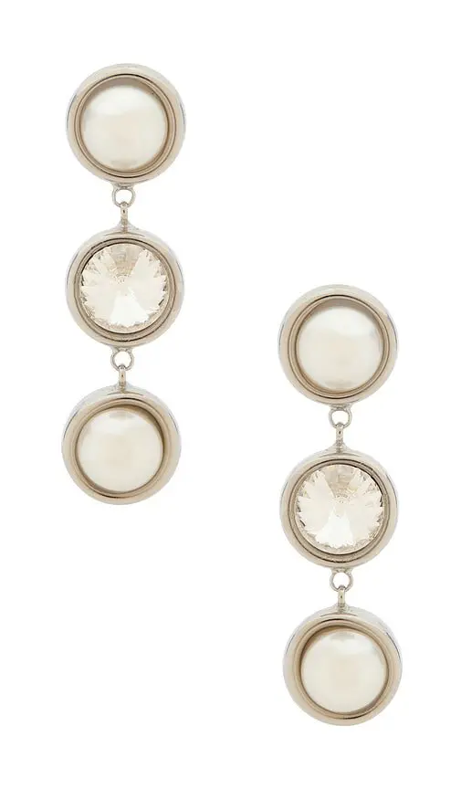 LELET NY Clare Crystal And Pearl Linear Earrings - Silver