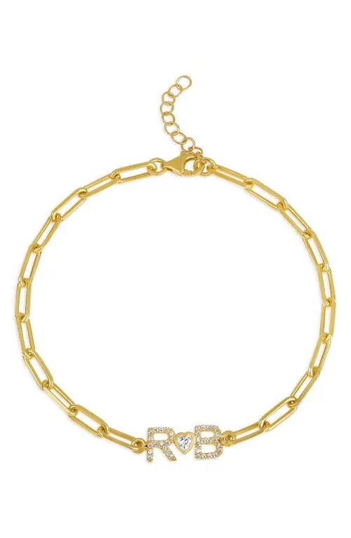 SHYMI Pavé Initial Heart Bracelet - Gold