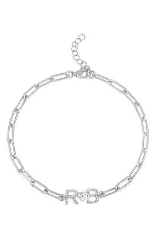 SHYMI Pavé Initial Heart Bracelet - Silver