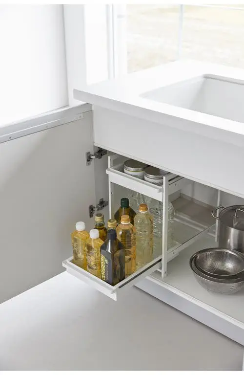 YAMAZAKI 2-tier Pull Out Shelf - White
