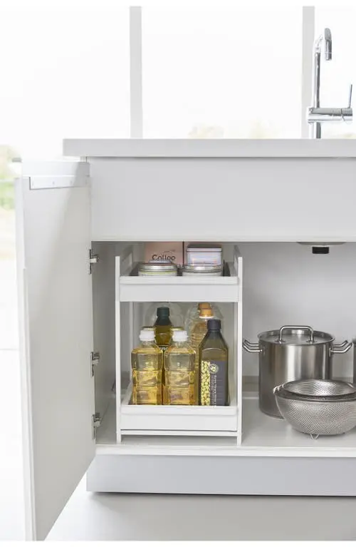 YAMAZAKI 2-tier Pull Out Shelf - White