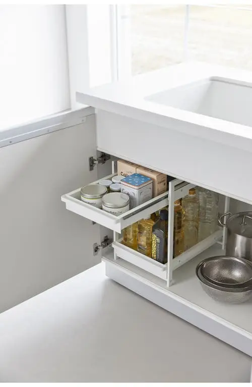 YAMAZAKI 2-tier Pull Out Shelf - White