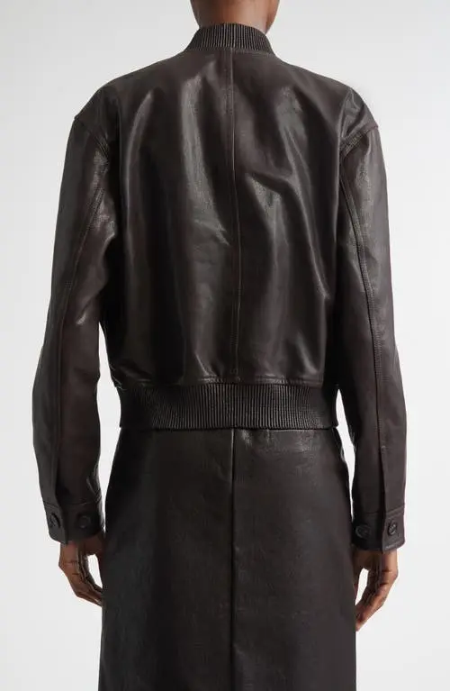 FERRAGAMO Hug Buckle Leather Bomber Jacket