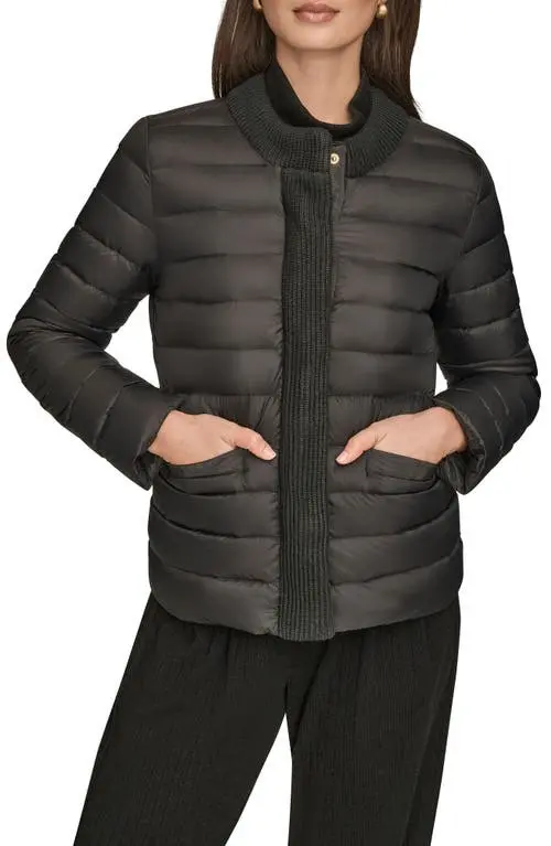 Donna Karan New York Nylon Quilted Down Jacket - Black