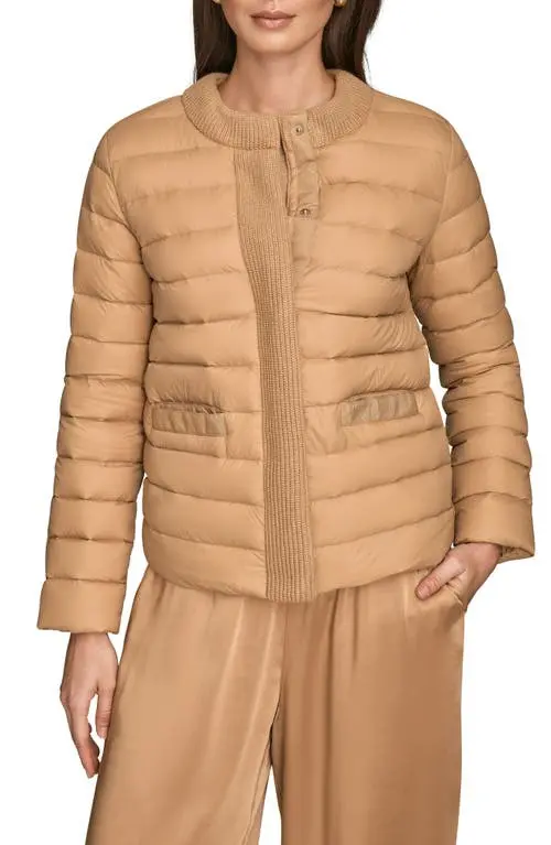 Donna Karan New York Nylon Quilted Down Jacket - Fawn