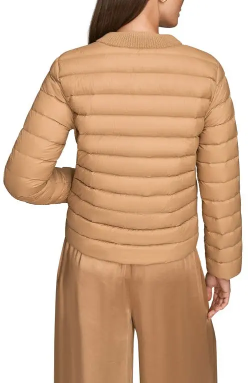 Donna Karan New York Nylon Quilted Down Jacket - Fawn