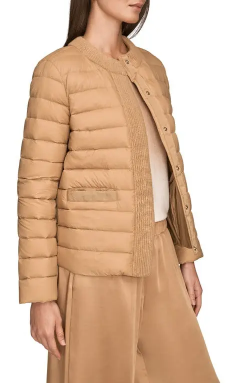 Donna Karan New York Nylon Quilted Down Jacket - Fawn