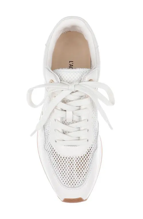 L'Agence Deepa Mixed Media Sneakers - White Leather