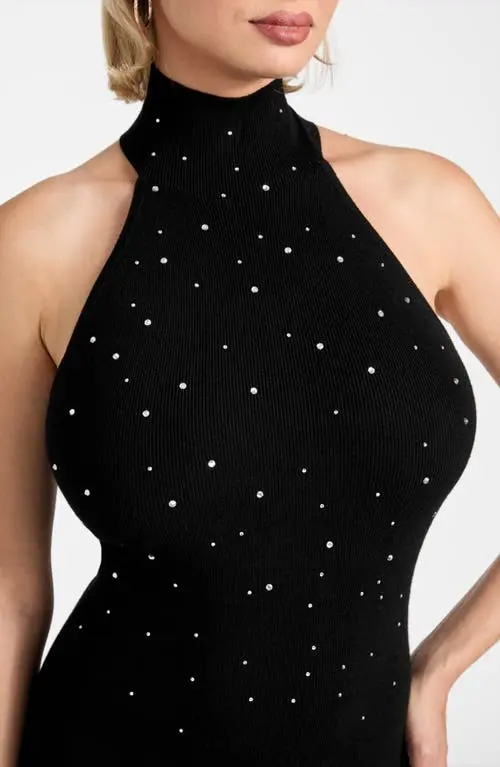Guess Rhinestone Halter Cocktail Dress - Black