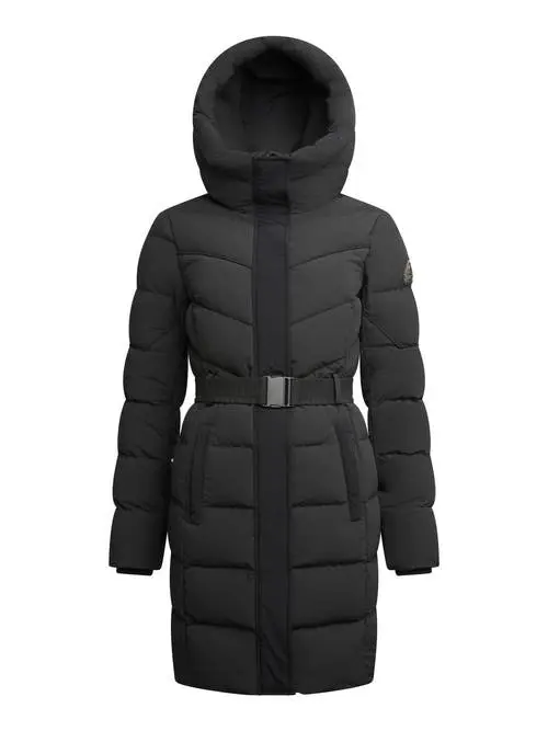 JACK1T Diamond Belted Hooded Down Coat - Black