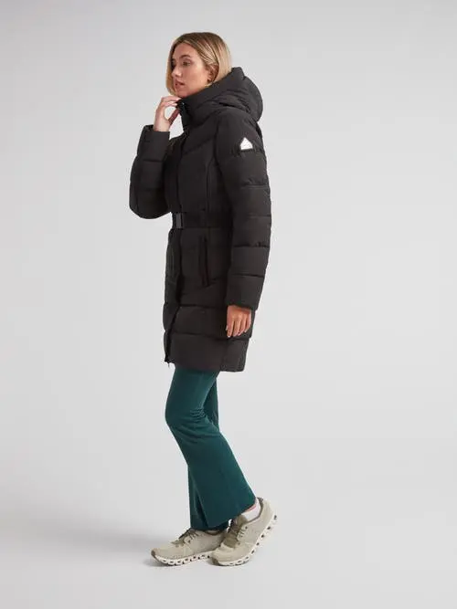 JACK1T Diamond Belted Hooded Down Coat - Black