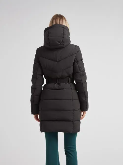JACK1T Diamond Belted Hooded Down Coat - Black