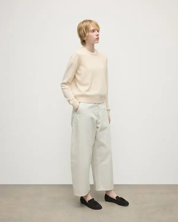 Johnstons Of Elgin Classic Cashmere Round Neck Jumper - Cream