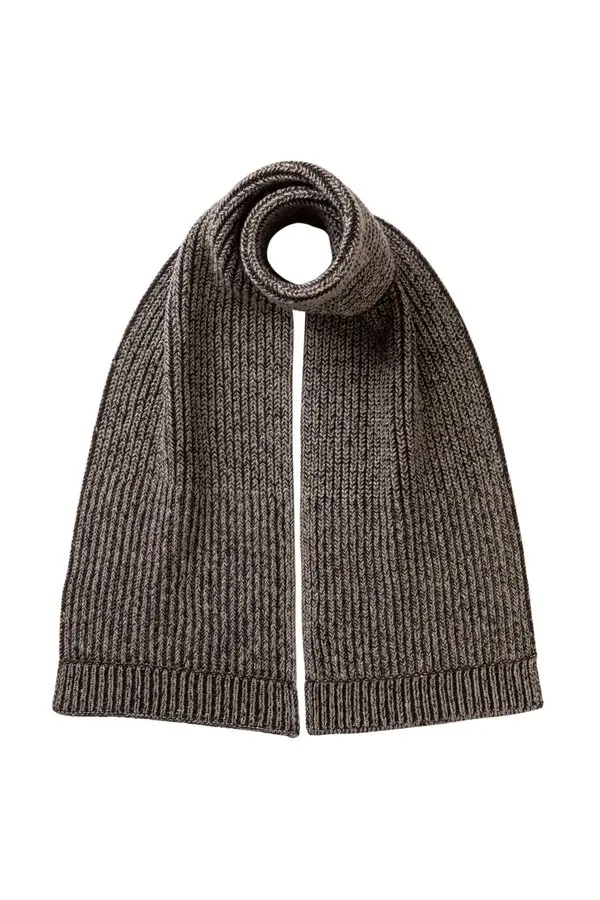Johnstons Of Elgin Donegal Cashmere Brown Knitted Scarf - Grey