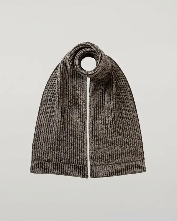 Johnstons Of Elgin Donegal Cashmere Brown Knitted Scarf - Grey
