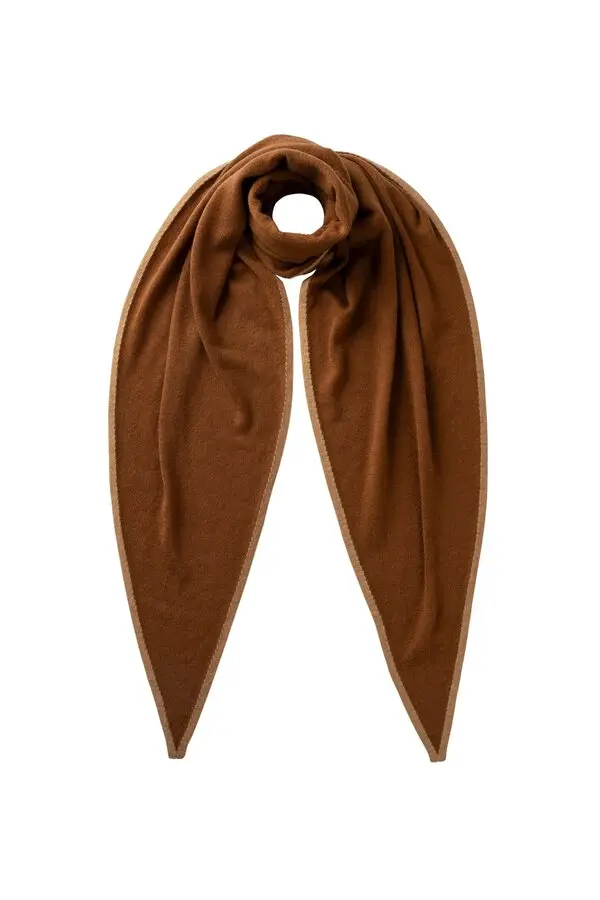 Johnstons Of Elgin Gauzy Cashmere Dark Camel Diamond Scarf - Brown