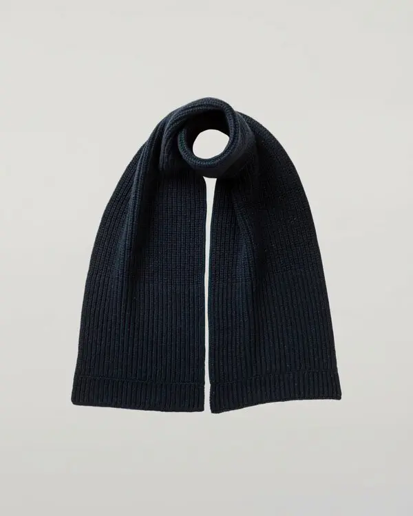 Johnstons Of Elgin Donegal Cashmere Dark Knitted Scarf - Navy