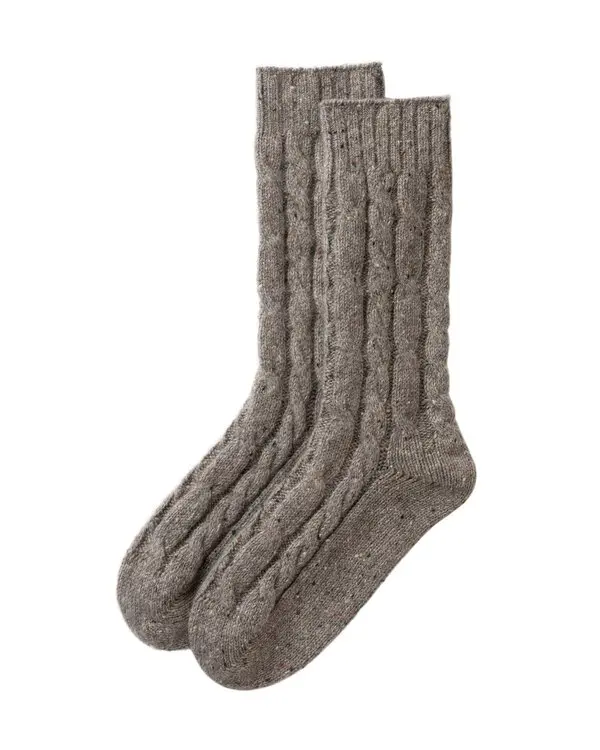 Johnstons Of Elgin Cashmere Donegal Cable Socks - Grey