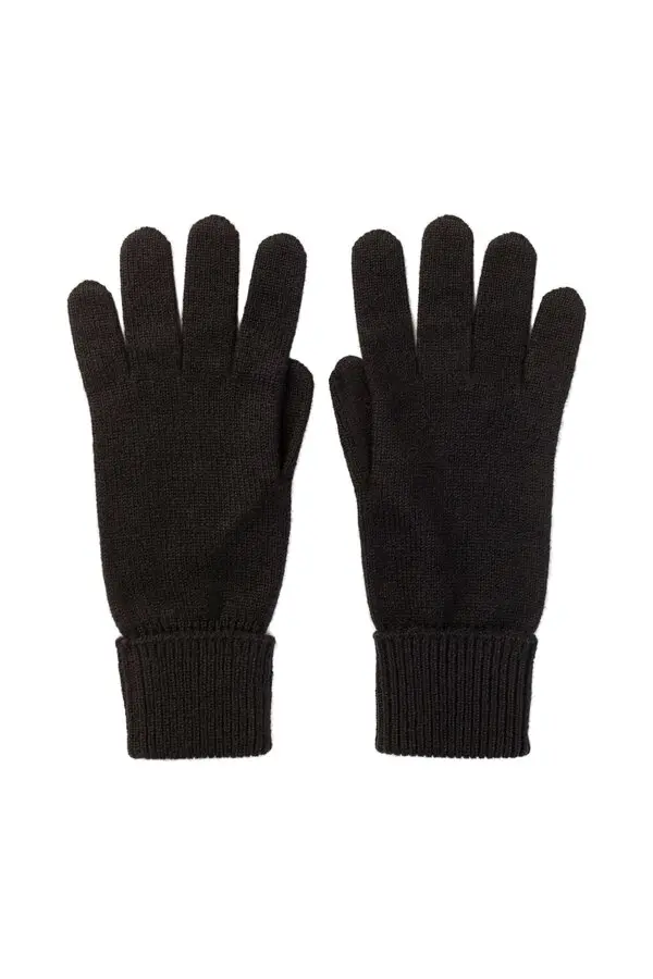 Johnstons Of Elgin Cashmere Gloves With Turnback Cuffs - Black
