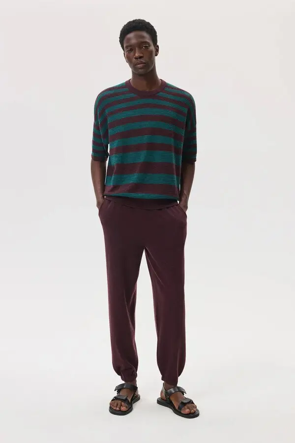 Johnstons Of Elgin Textured Striped Oversized Cashmere T-shirt