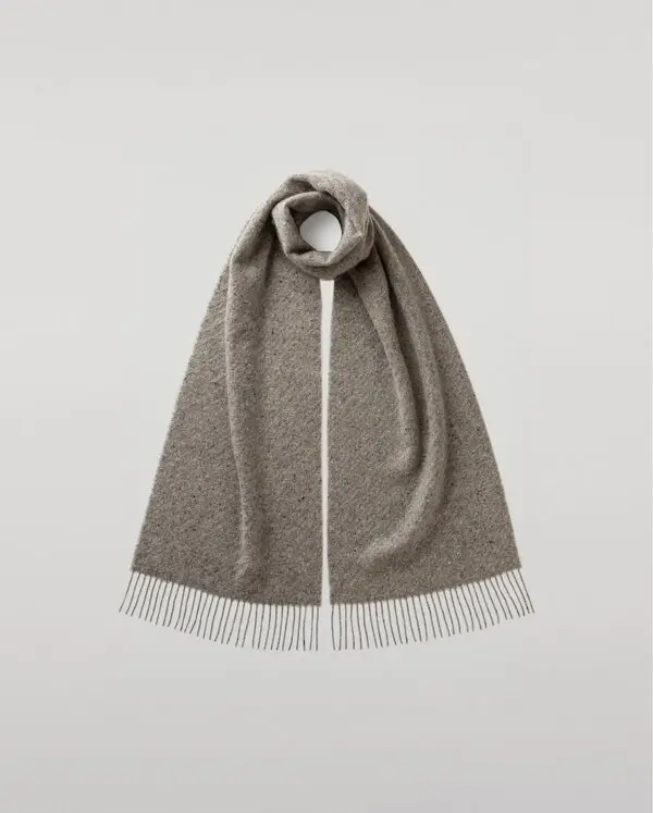 Johnstons Of Elgin Lofty Twill Grey Cashmere Scarf - Brown