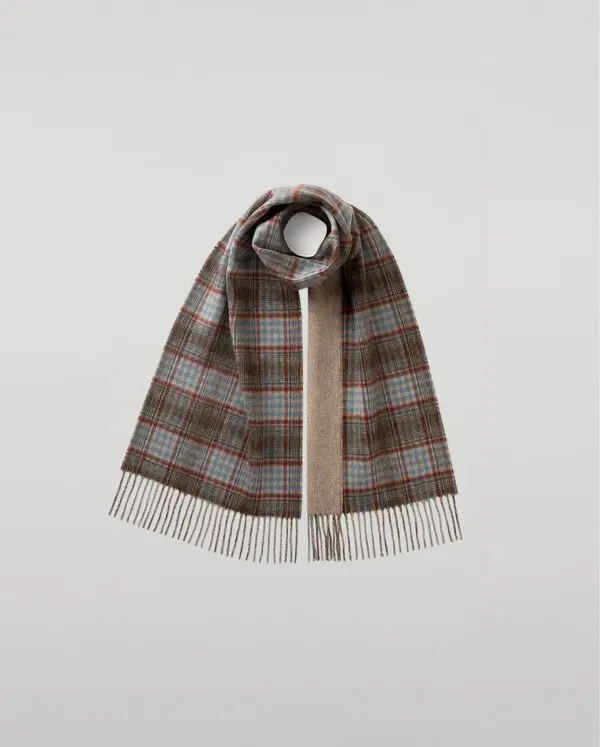 Johnstons Of Elgin Reversible Grey Check Cashmere Scarf - Multi
