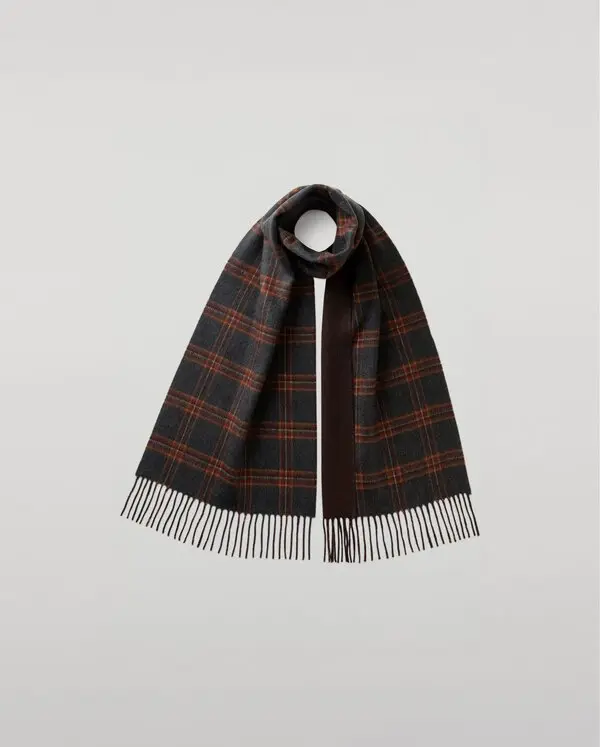 Johnstons Of Elgin Reversible Tartan Cashmere Scarf - Navy