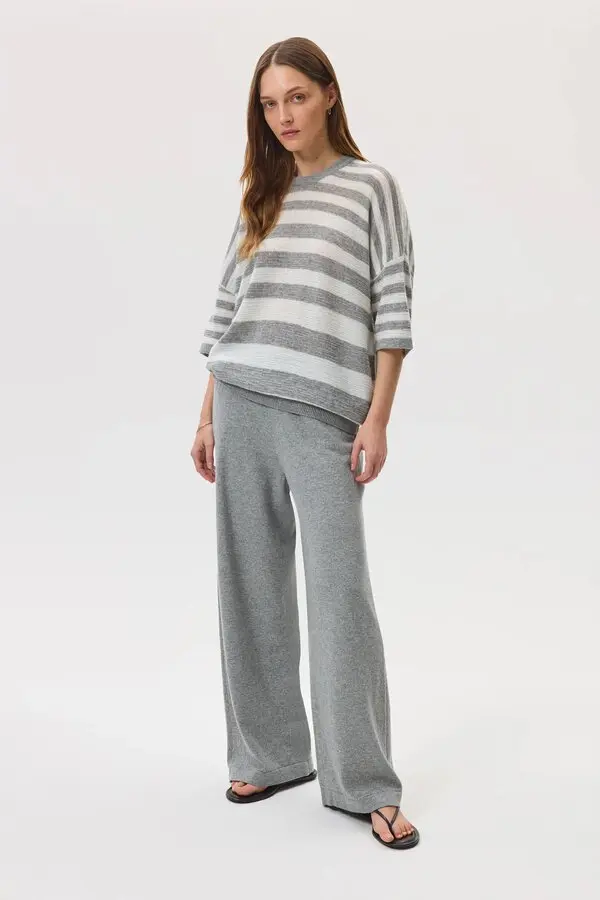 Johnstons Of Elgin Textured Stripe Oversized Cashmere T-shirt