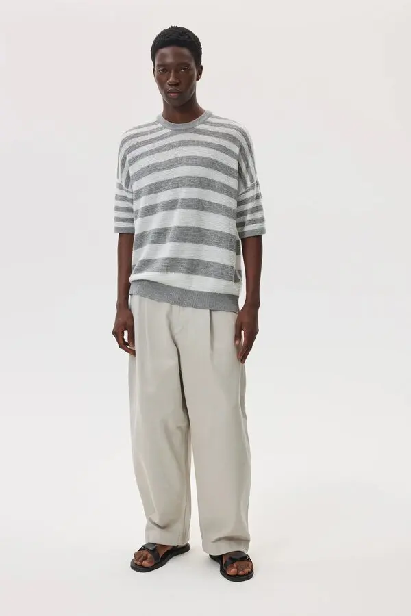 Johnstons Of Elgin Textured Stripe Oversized Cashmere T-shirt