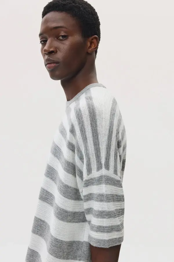 Johnstons Of Elgin Textured Stripe Oversized Cashmere T-shirt
