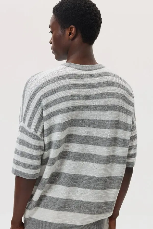 Johnstons Of Elgin Textured Stripe Oversized Cashmere T-shirt
