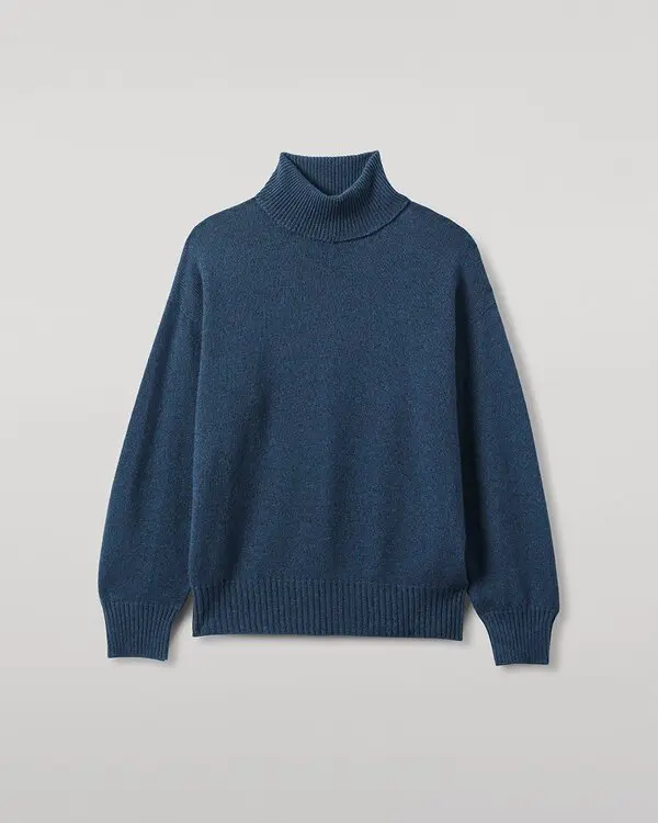 Johnstons Of Elgin Cashmere Roll Neck Jumper - Navy