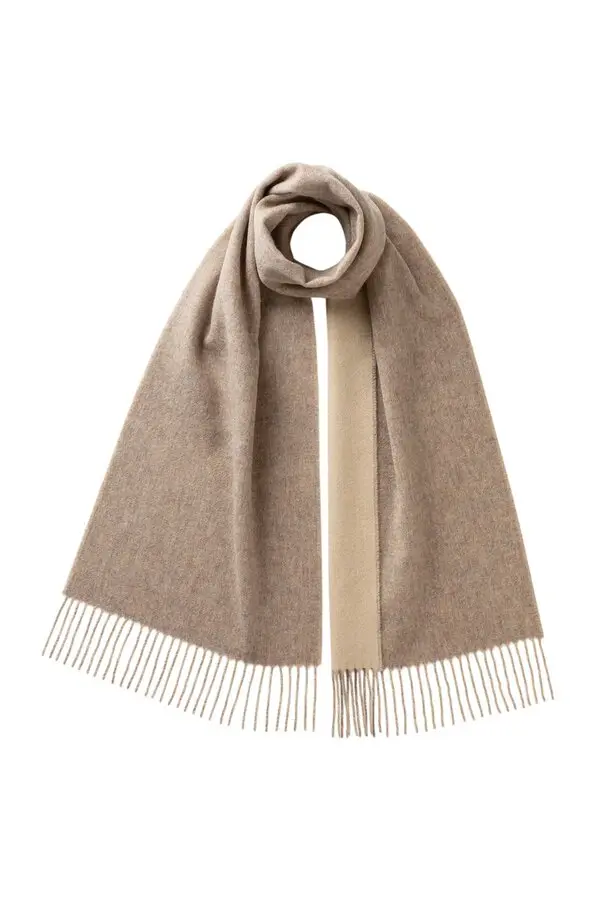Johnstons Of Elgin Contrast Reversible Cashmere Scarf - Natural