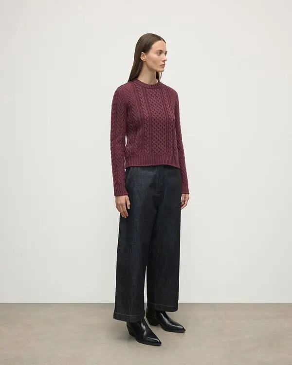 Johnstons Of Elgin Aran Cable Cashmere Jumper - Purple