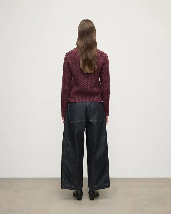 Johnstons Of Elgin Aran Cable Cashmere Jumper - Purple