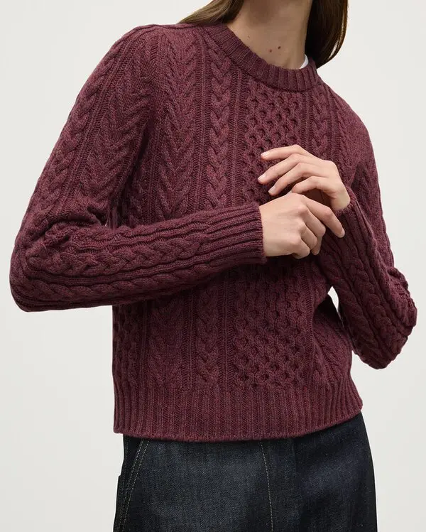 Johnstons Of Elgin Aran Cable Cashmere Jumper - Purple