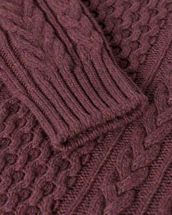 Johnstons Of Elgin Aran Cable Cashmere Jumper - Purple
