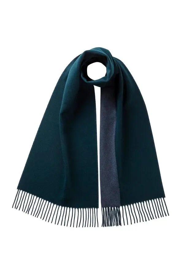 Johnstons Of Elgin Contrast Reversible Cashmere Scarf - Green